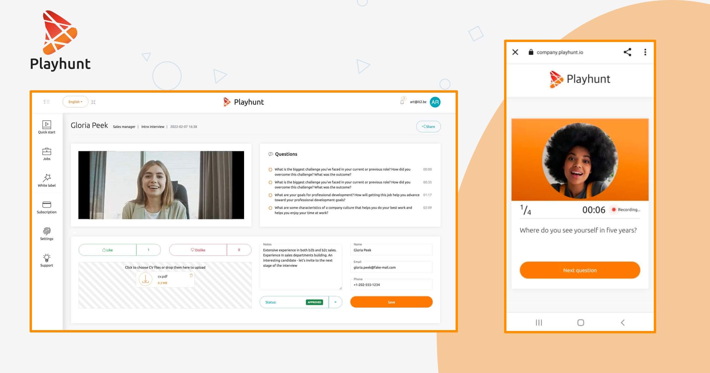 Online hiring video interviews | Playhunt